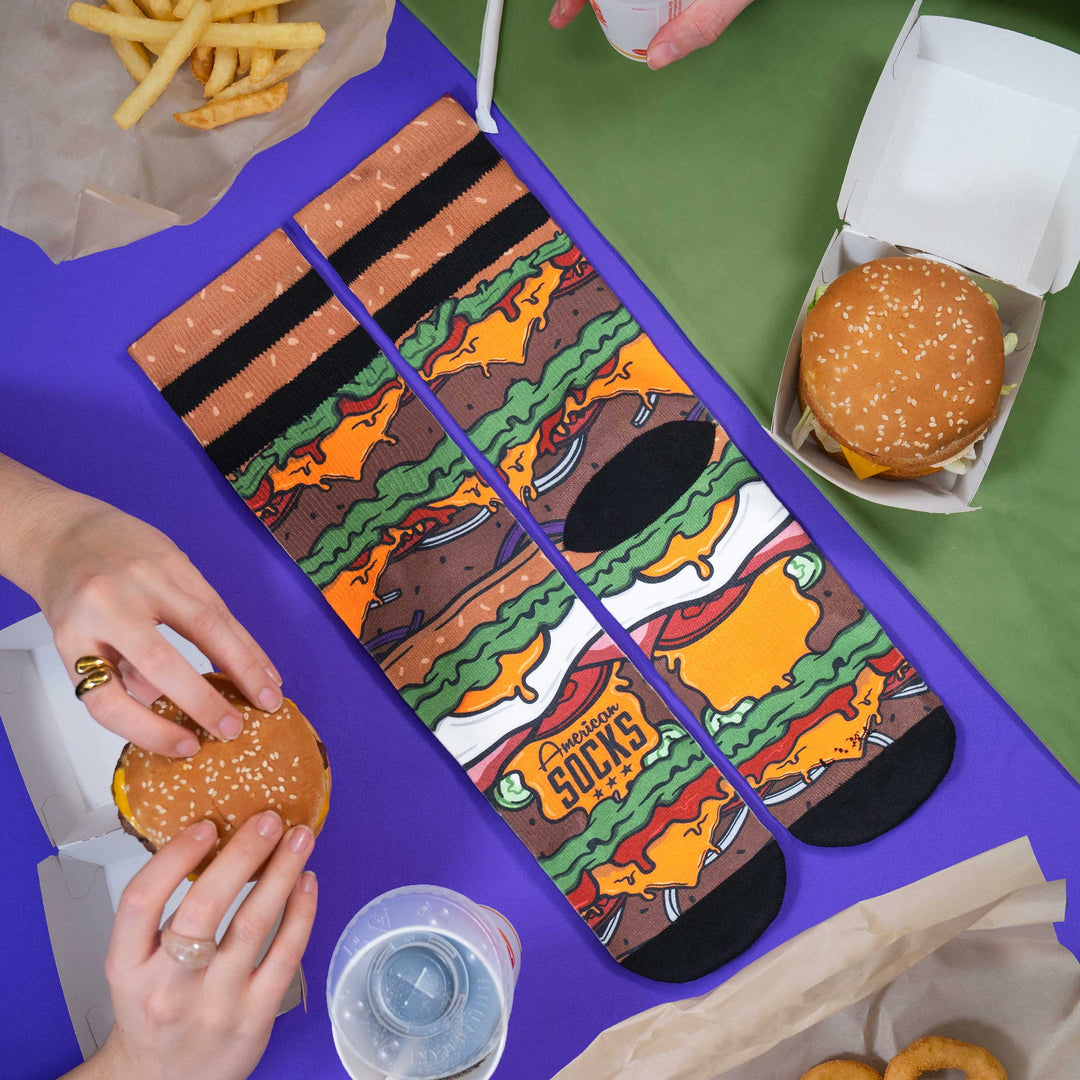 American Socks Burger Mid High Socks Multicolour S/M AS182S – West French